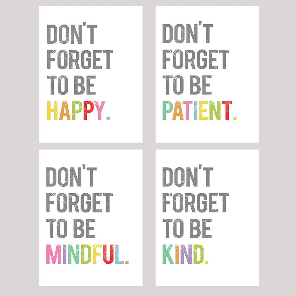 Don't Forget Collection of Four 11x14 Wall Art Prints, Typography, Nur ...