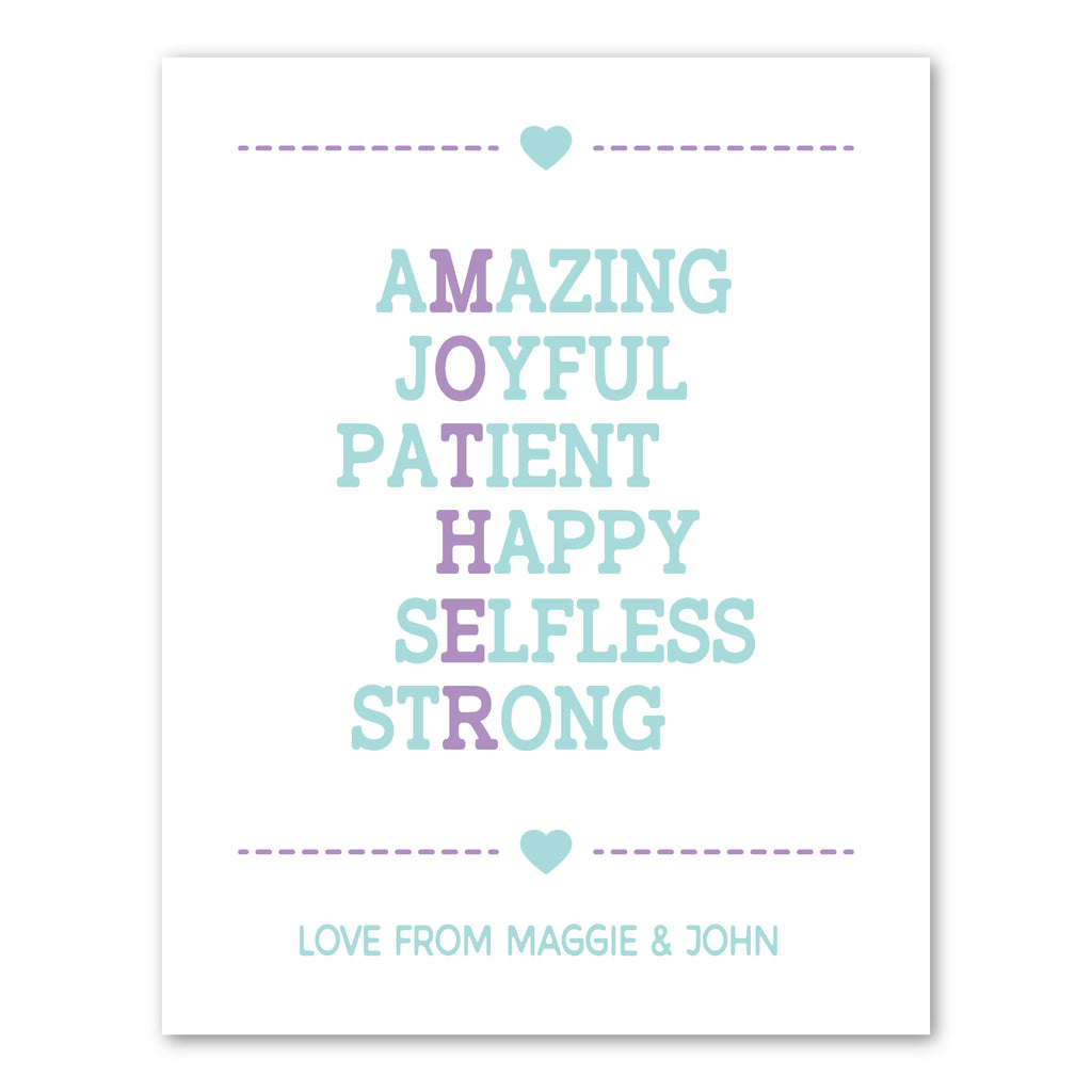 Valentine's Gift for Mom, Acrostic Poem For Mother, Canvas or Print, P ...