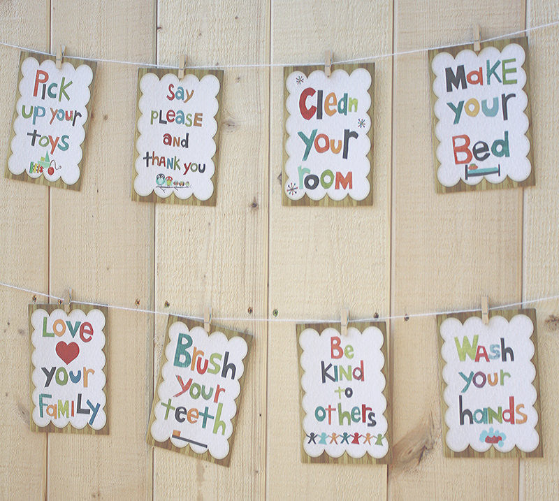 Good Manners Children's Wall Cards, Kid's Wall Art – Children Inspire ...