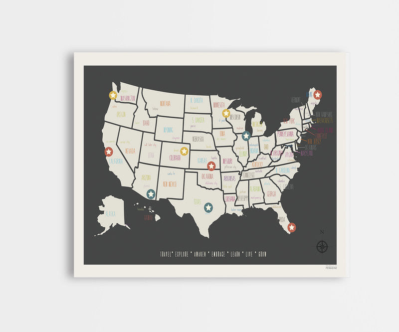 Personalized USA Travel Map Wall Art – Children Inspire Design